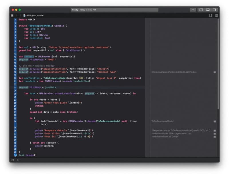 HTTP POST Request Example in Swift - Apps Developer Blog