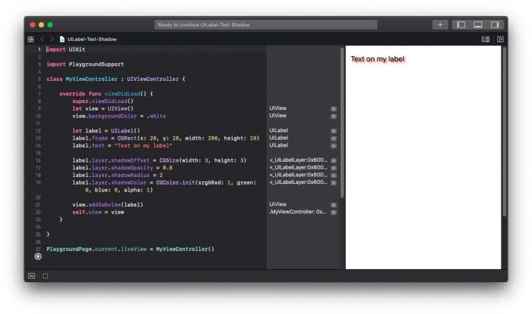 UILabel Text Shadow Example in Swift - Apps Developer Blog