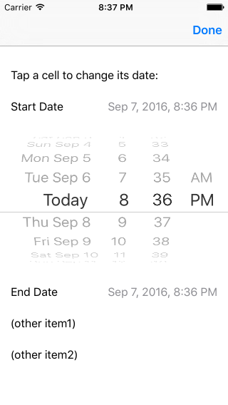 Inline Uidatepicker Or Datecell Example In Swift Apps Developer Blog