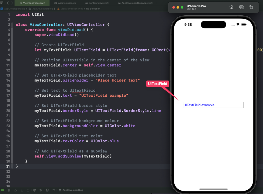 Create a UITextField in Swift Programmatically