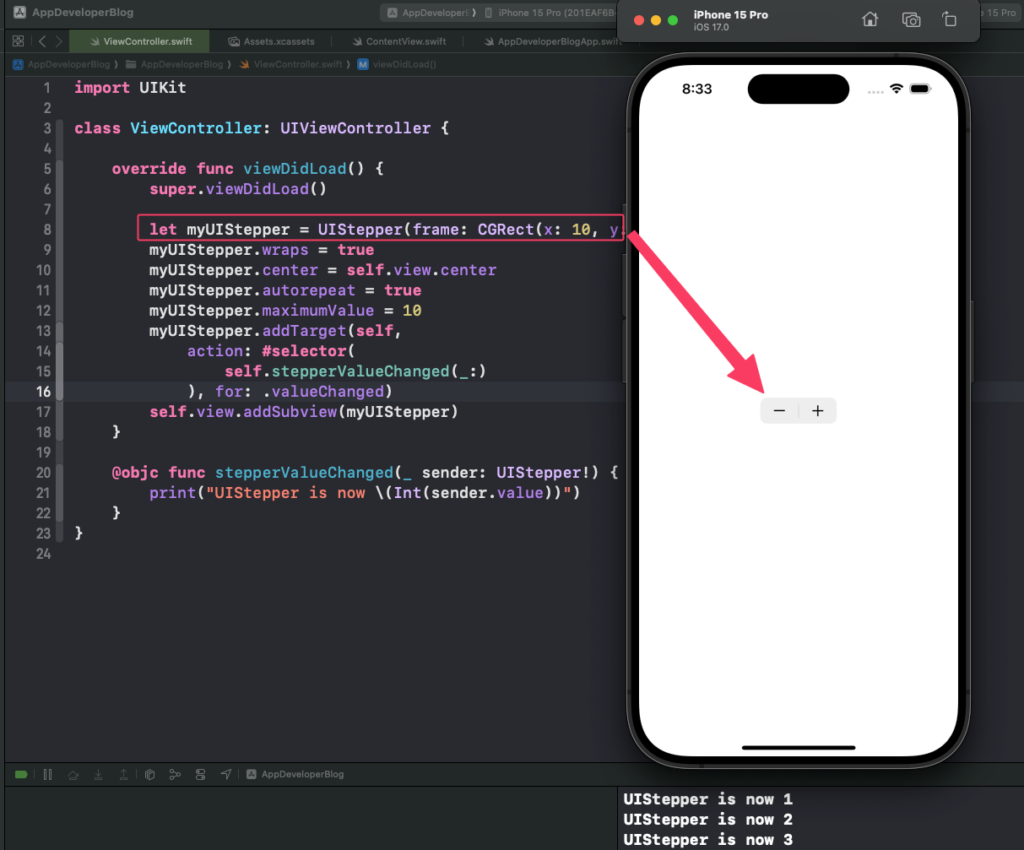 Create UIStepper Programmatically in Swift